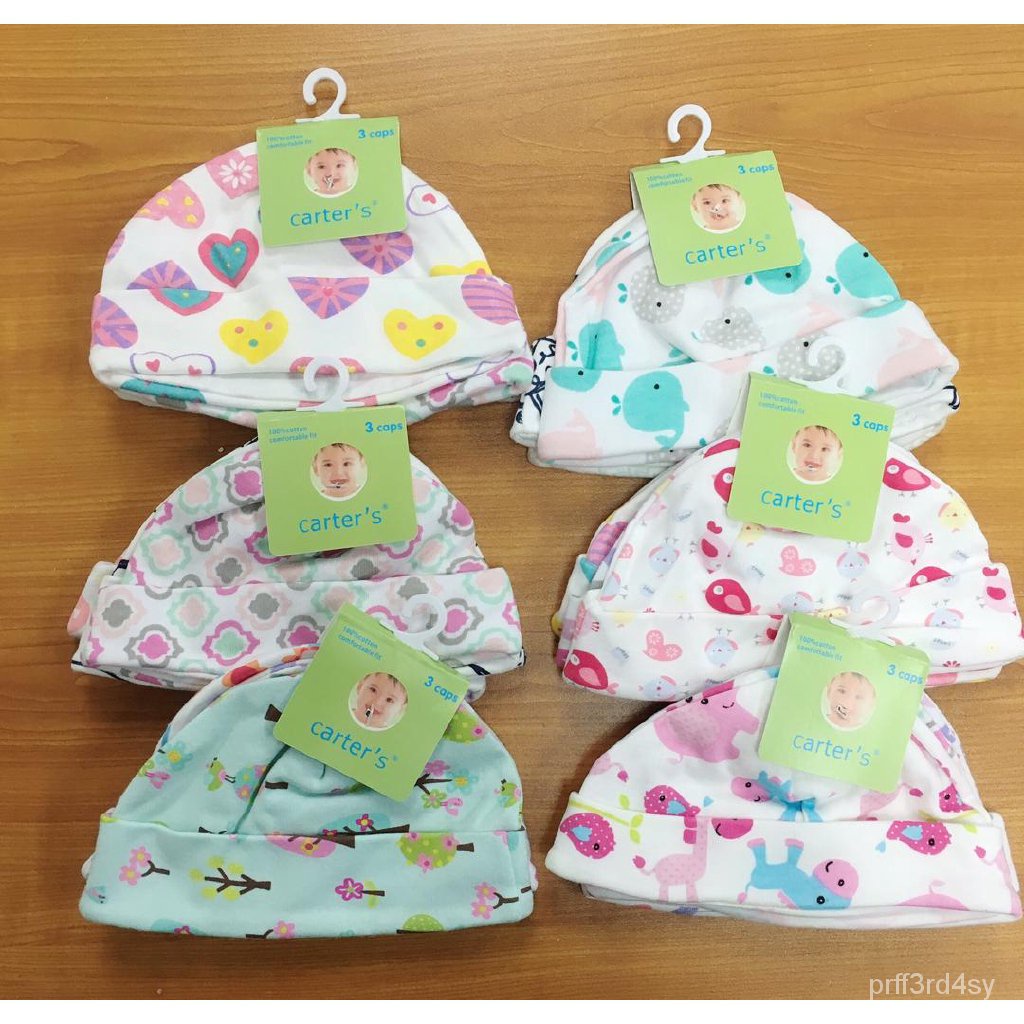 3 PcsSet Baby Hat Cartoon Print Cute Beanie Cap Newborn Cloth Soft ...