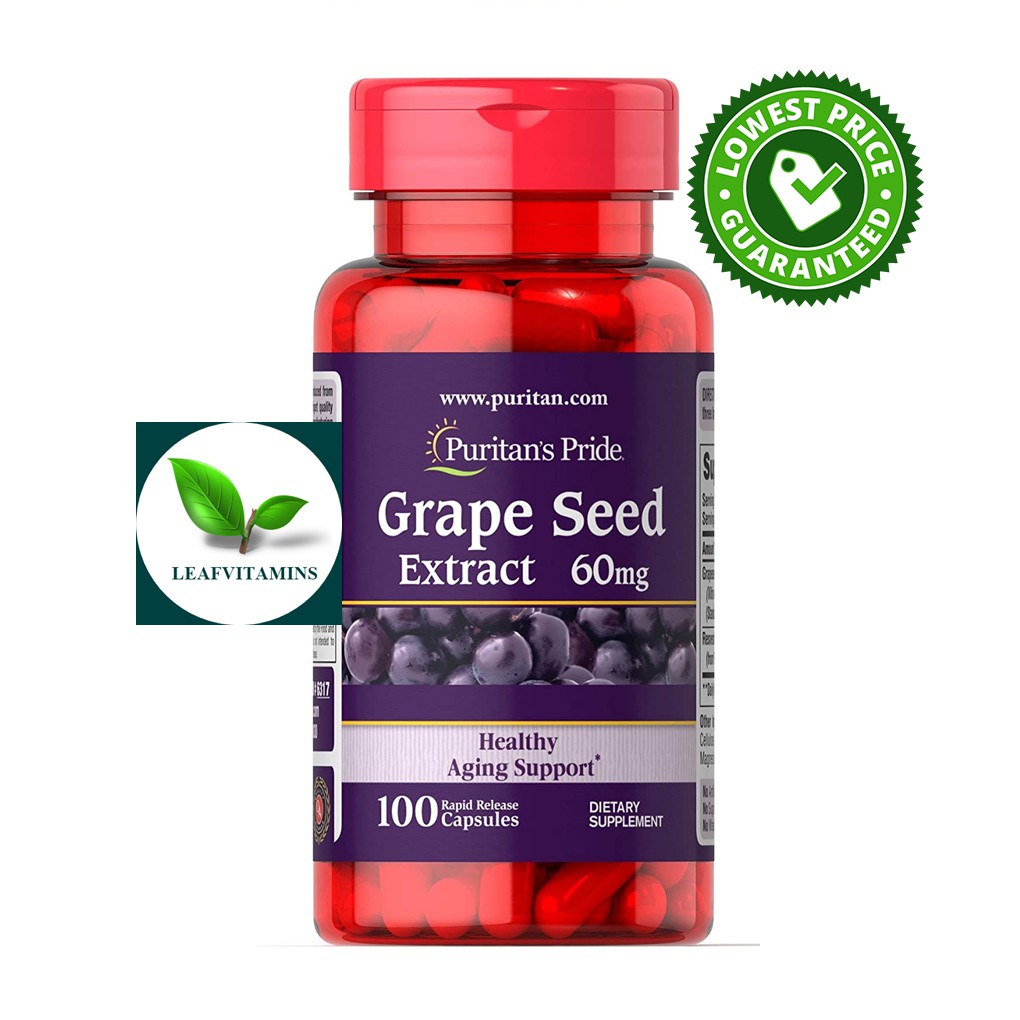 Puritans Pride Grape Seed Extract with Resveratrol 100 Capsules ...