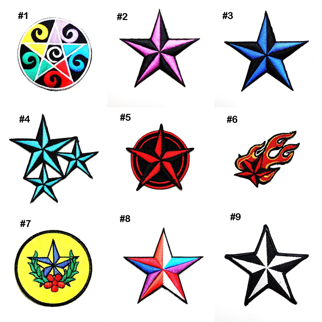 ตัวรีดติดเสื้อ ลาย ดาว เท่ๆ แนวๆ หลากสี Volcom Star Patch งานปัก WOP DIY ตัวรีด ตกแต่ง เสื้อ ...