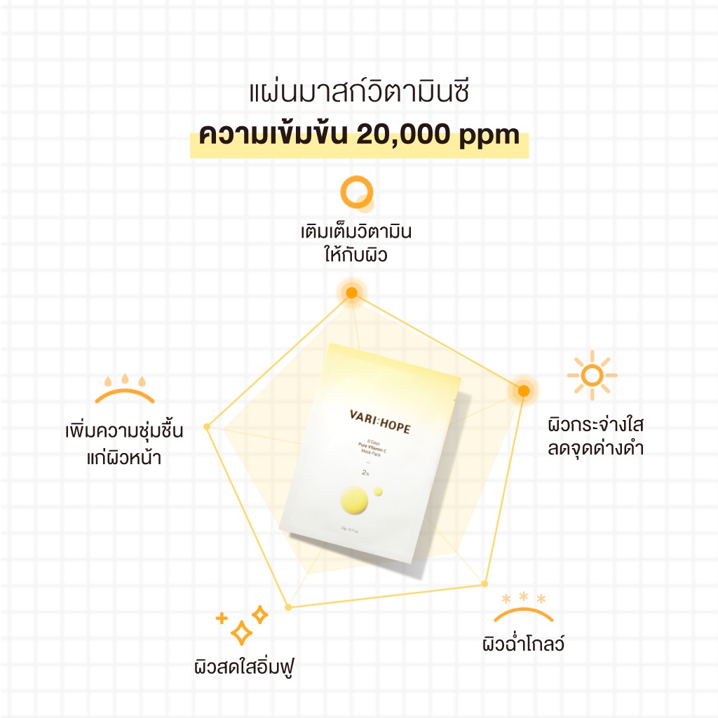 VARIHOPE 8 Days Pure Vitamin C Mask Pack (5 แผ่น) 2 กล่อง แผ่นมาสก์หน้า ...