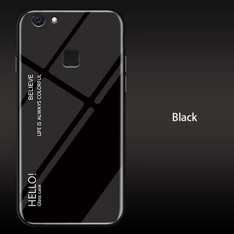 Vivo V7 V7 V7 Plus V5 V5 Plus V9 Y85 Case Gradient Tempered Glass Back Phone Casing เคสโทรศัพท์ ...