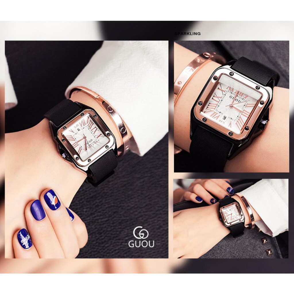 Fashion GUOU 8154 Brand Women Watches Lady Luxury Wristwatches Rubber ...