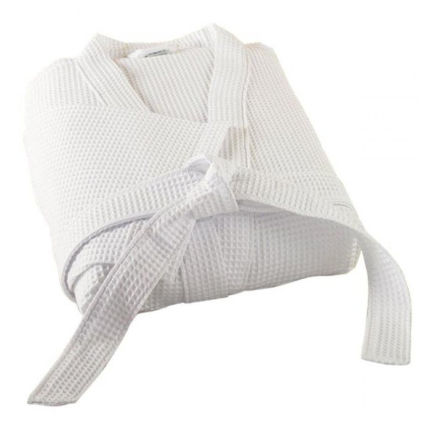 CB Cotton เสื้อคลุมอาบน้ำวัฟเฟิล สีขาว ปกกิโมโน ขนาด Free Size เกรด ...