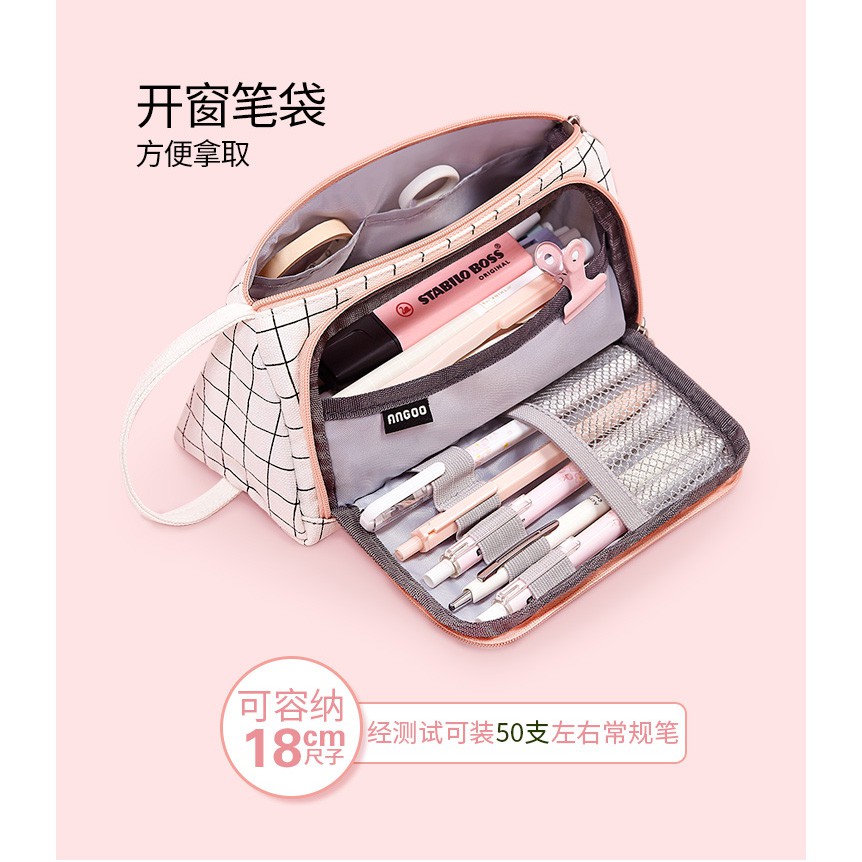angoo เกลือกรณีดินสอความจุขนาดใหญ่ที่เรียบง่ายหญิงน่ารักมัลติฟังก์ชั่ ...