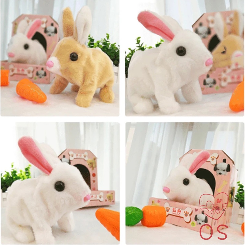 Electric Rabbit Toy Cute Walking Wiggle Ears Realistic Stuffed Animal ...
