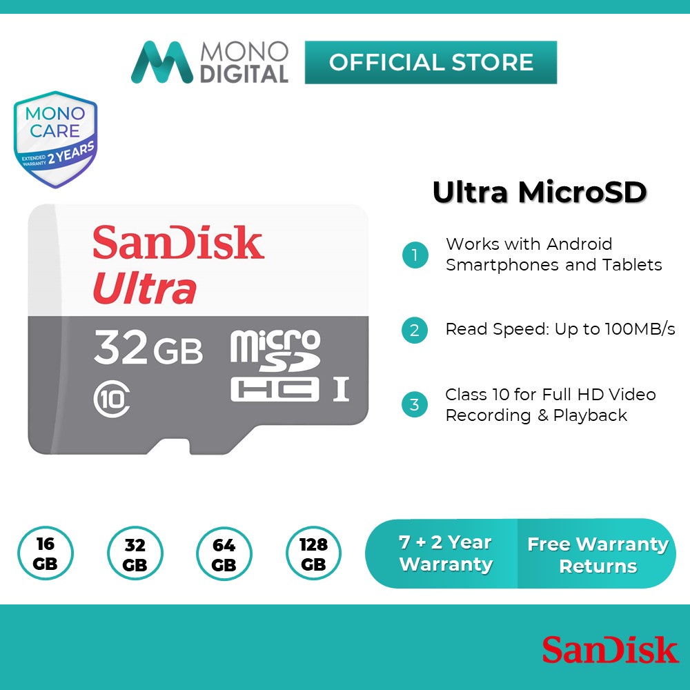 SanDisk Ultra MicroSD Memory Card 80-100MB (128GB64GB32GB16GB ...