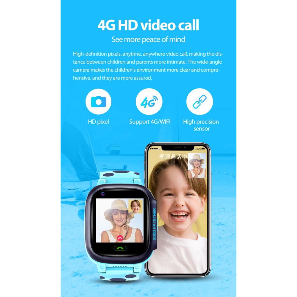 นาฬิกาเด็ก รุ่นT8W วัดอุณหภูมิได้ กันน้ำIP67 รองรับภาษาไทย,video call ...