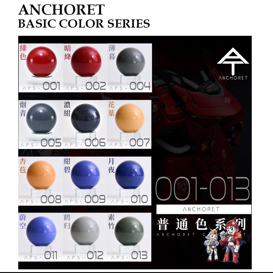 สีแอร์บรัช [ANCHORET] APS 001-013 Basic Color Series Lacquer Paint ...