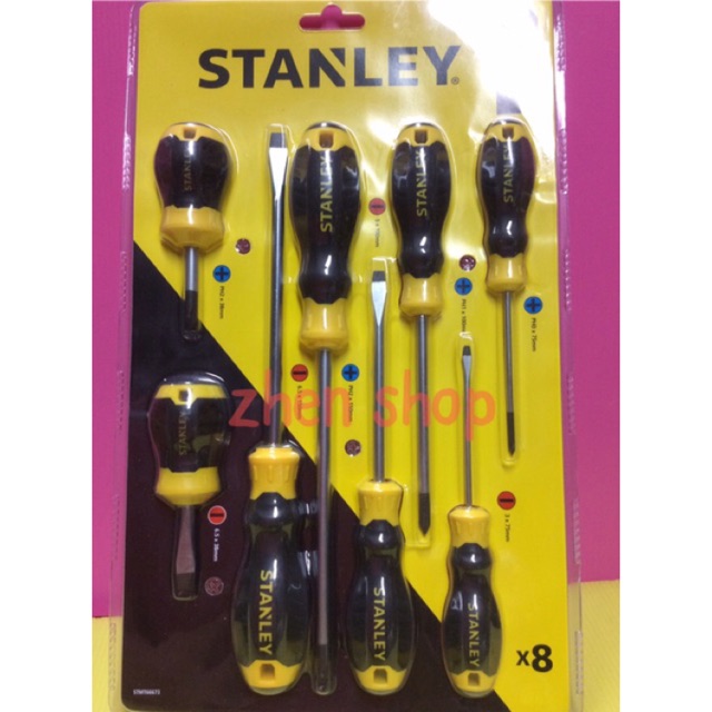 STANLEY ไขควง 8 ตัวชุดด้ามหุ้มยาง ไขควงปากแฉก - แบน S351-66673 (66-673 ...