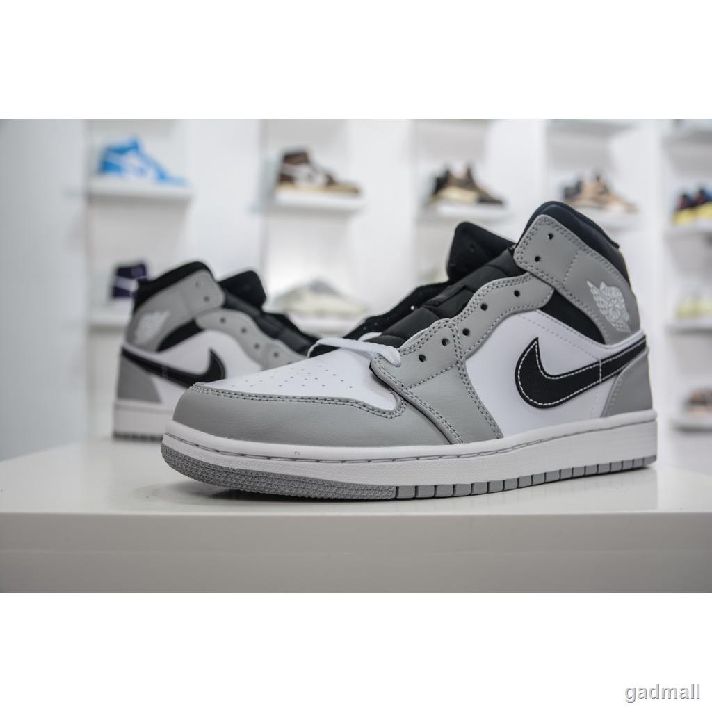 God Version Nike Air Jordan 1 AJ1 Mid Light Smoke Grey Casual High Top ...
