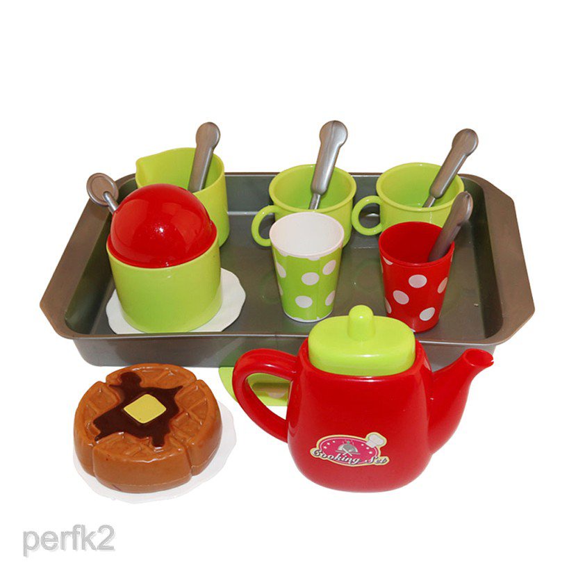18Pcs Plastic Tea Set Pretend Play Toy Educational Toy for Kids Toddler ...