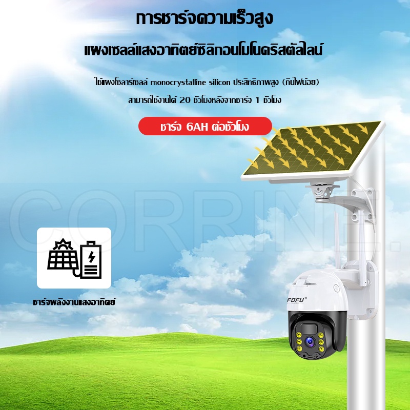 CORRINE.กล้องวงจรปิดโซล่าเซลล์ 6MP กล้องวงจรปิด WIFI FOFU กลางแจ้งไร้ ...