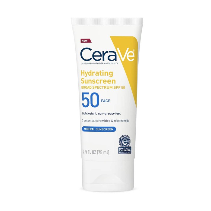 Cerave Hydrating Sunscreen Face Lotion SPF 50 (Mineral Sunscreen) 75ml ...