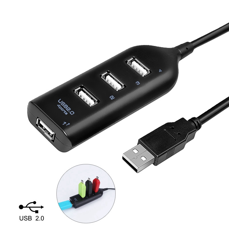 อะแดปเตอร์ Mini 4 Port USB Hub 2.0 High Speed Splitter Adapter ...