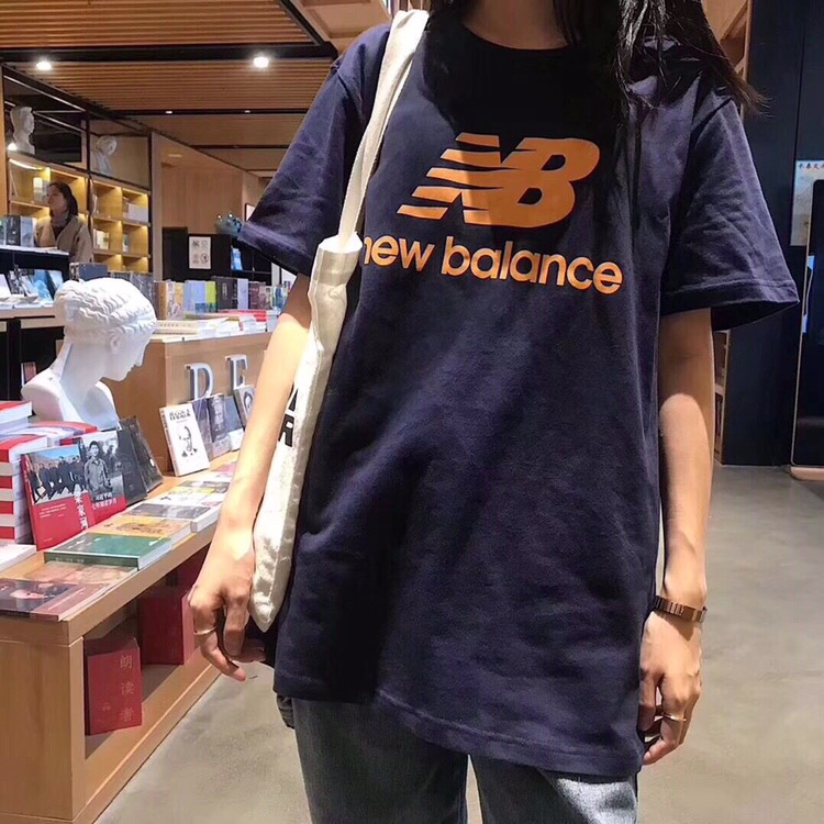 Daigou ใหม่ BOLU2019 เสื้อยืดแขนห้าส่วน ทรงหลวม ลาย New Balance Wine ...