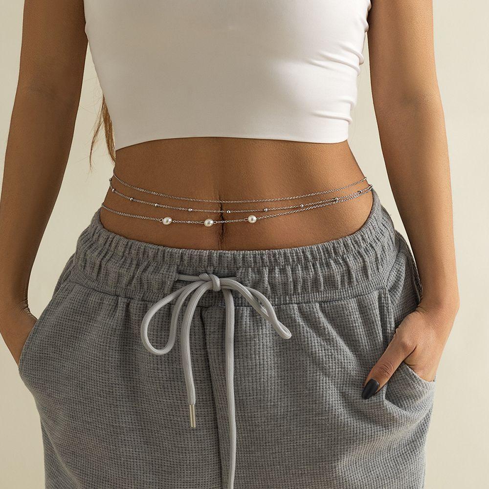 Future Simple Layered Waist Chain Sexy Body Jewelry Beads Belly Chains