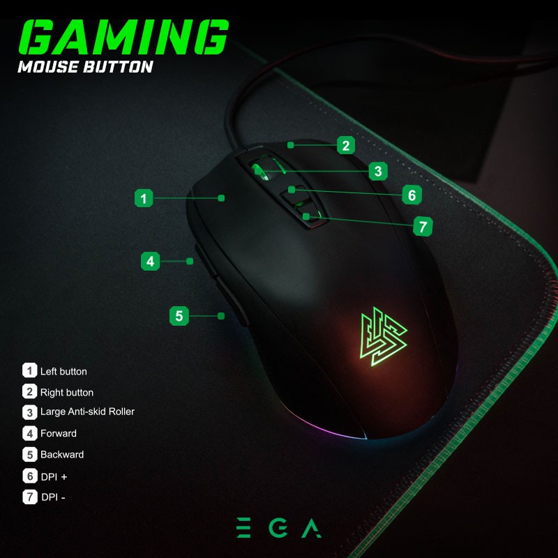 EGA Type M1 RGB Backlighting Gaming Mouse 6000DPI - it_2u - ThaiPick