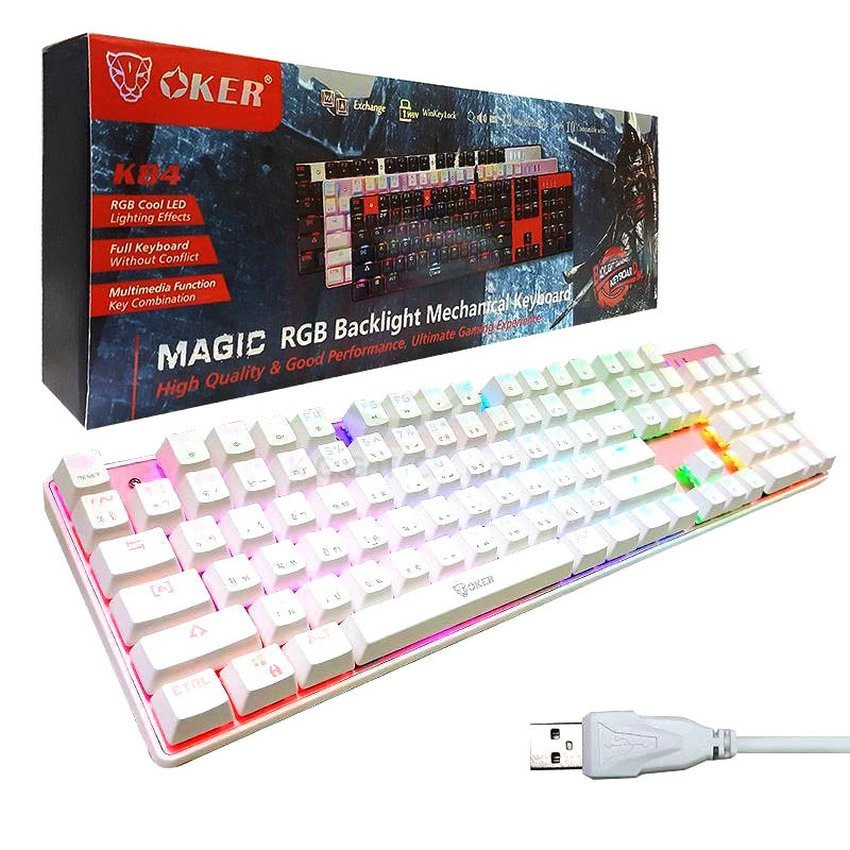 OKER Magic RGB Backlight Mechanical Keyboard Blue Switch รุ่น K84 (สี ...