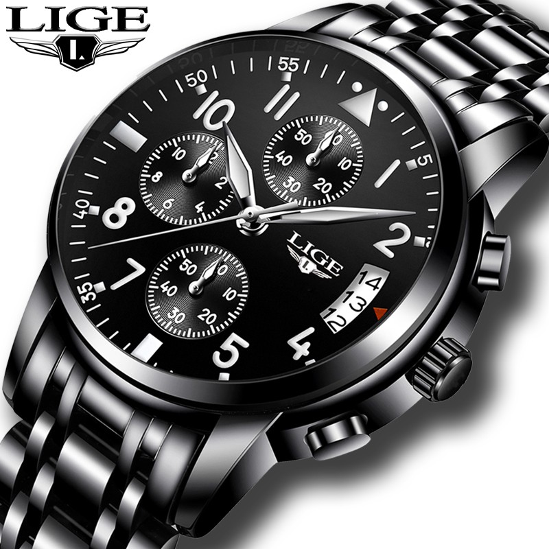 LIGE Watches Mens Fashion Waterproof Analog Quartz Clock TyEl ...