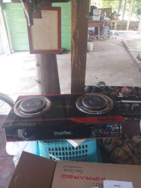 [เกรดบีกล่องชำรุด] IMARFLEX เตาแก๊สหัวคู่ หัวเตาอินฟาเรด หัวคู่ รุ่น IG-427 | Shopee Thailand