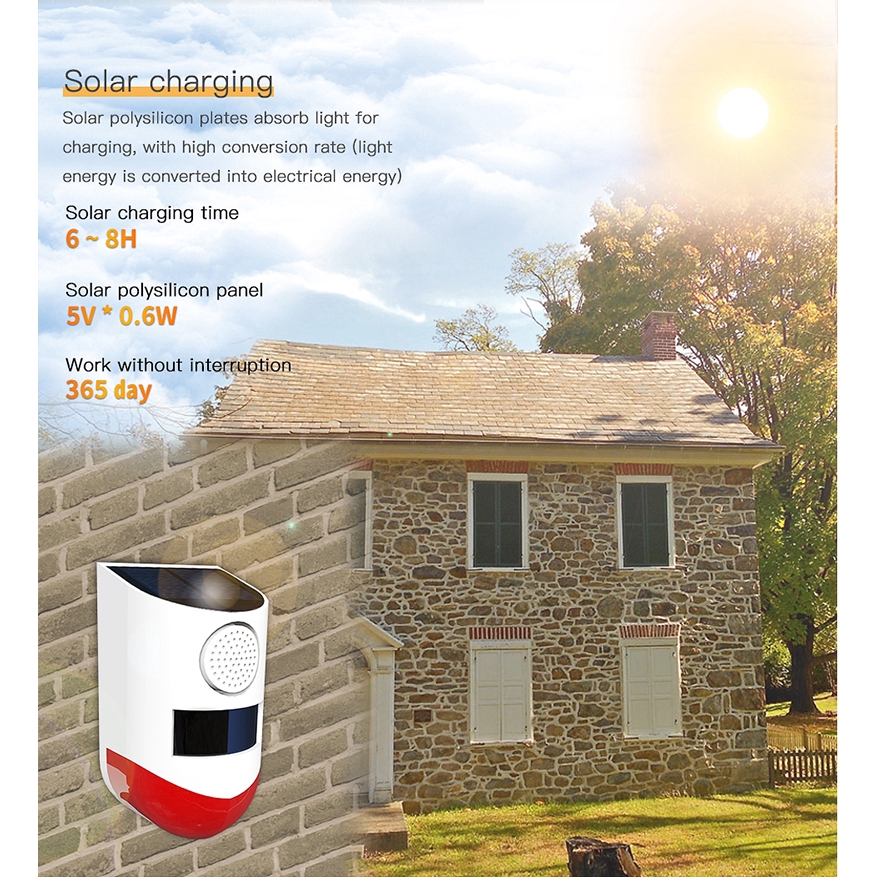 $COD$ 120dB Solar Energy Outdoor Wireless Flashing Light Siren For ...