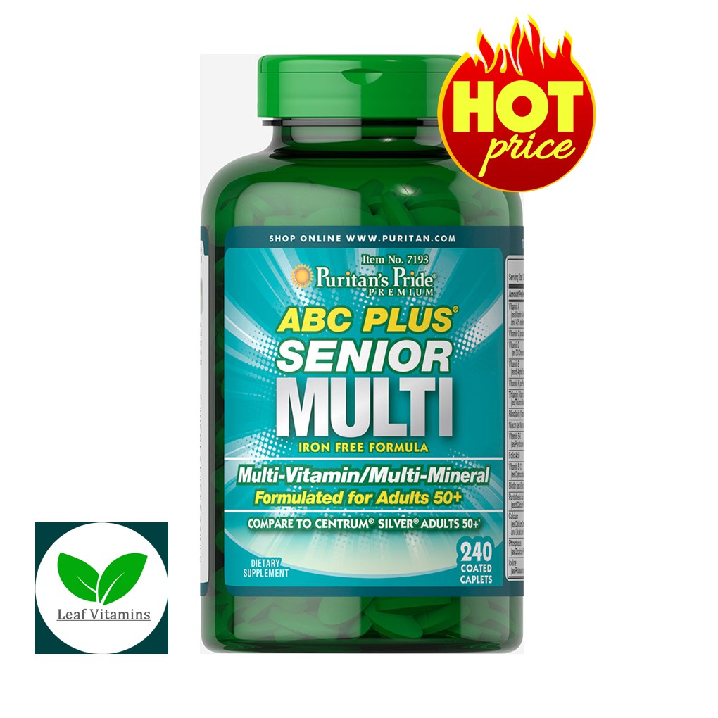 Puritan's Pride ABC Plus Senior Multivitamin Multi-Mineral Formula ...