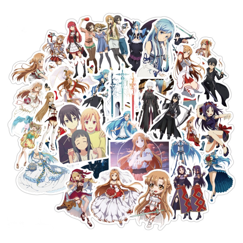 Motorcycle sticker SAO Anime gifts Asuna 50pcs Sword Art Online ...