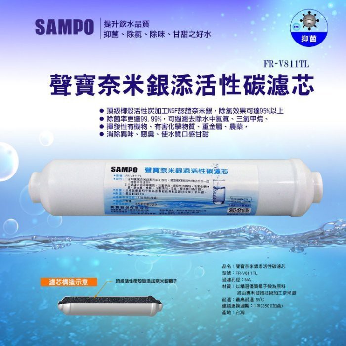 Sampo Brand The SAMPO Nano Silver Add Activated Carbon Filter + Stone ...