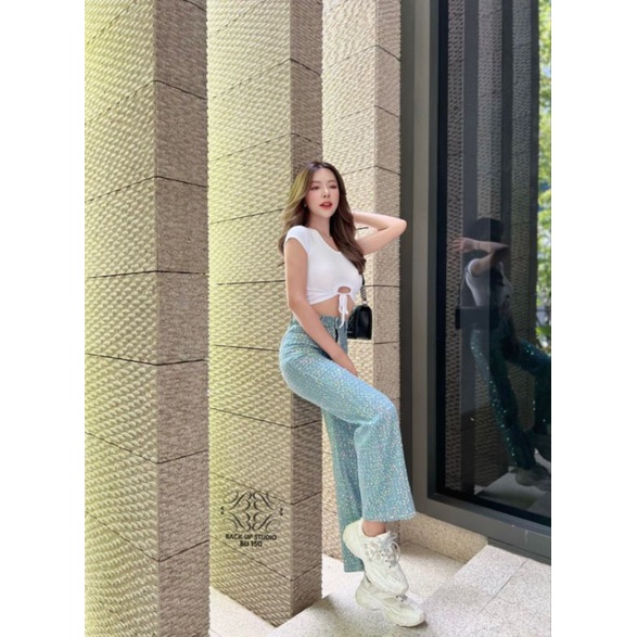 150(ผ้าไม่ยืด)ทรงกระบอกปักเลื่อมสวย - yuk_jeans - ThaiPick