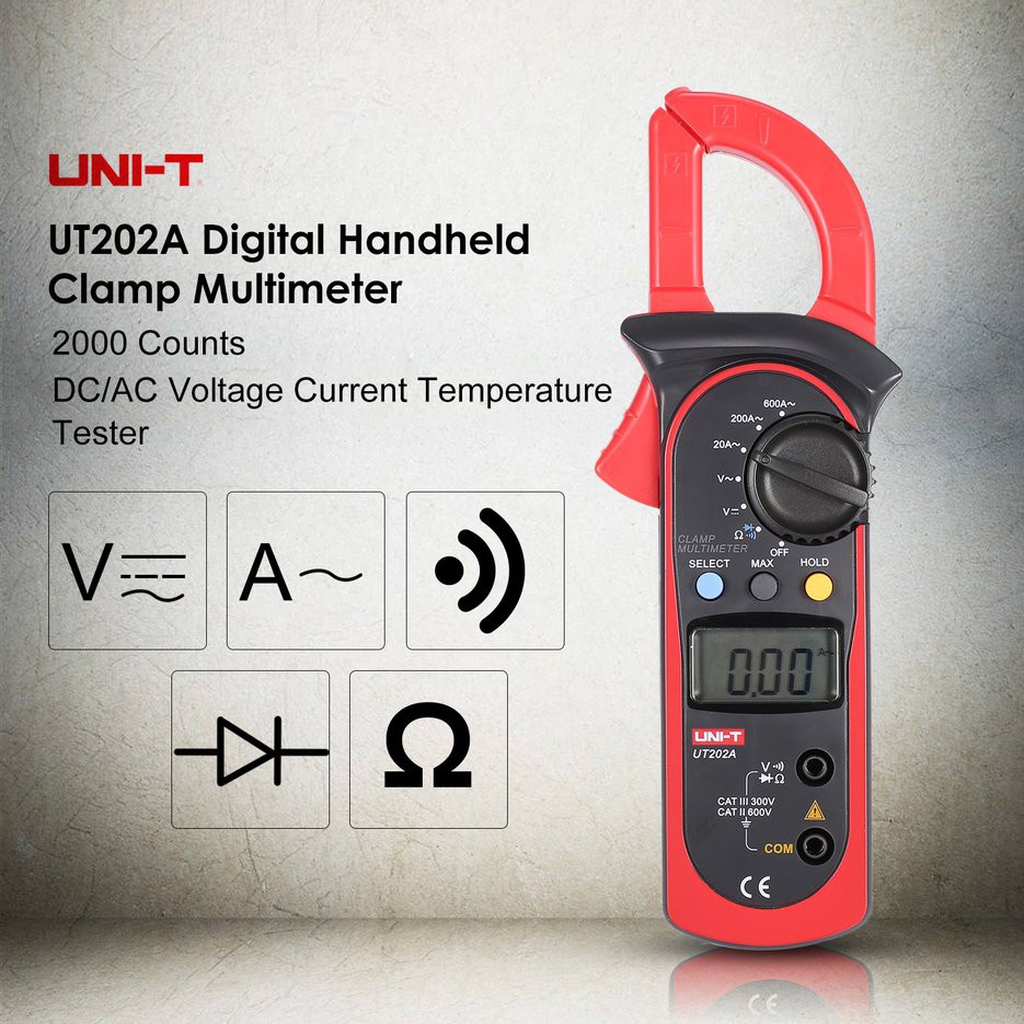 ST-201 Digital Auto Range Clamp Tester Meter Multimeter DMM AC DC Volt ...