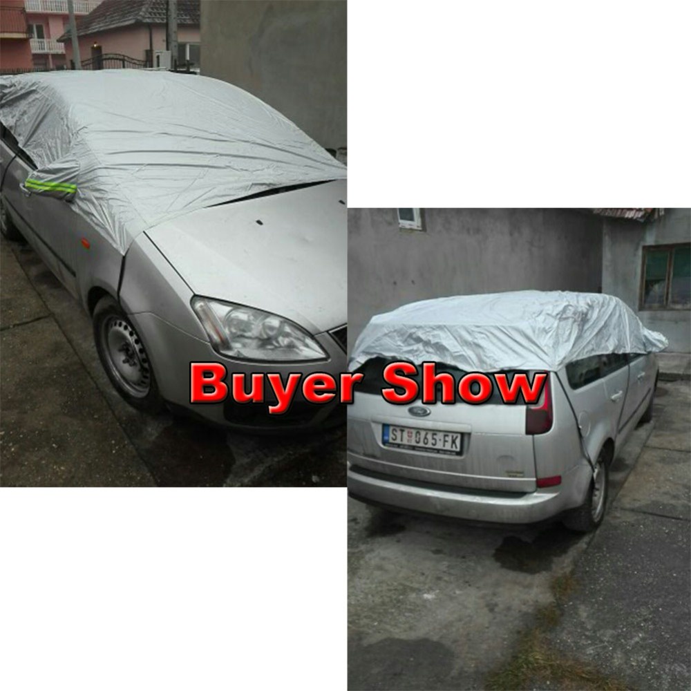 Universal Car Covers Sun Heat Protection Snow Ice Waterproof Half Cover ...
