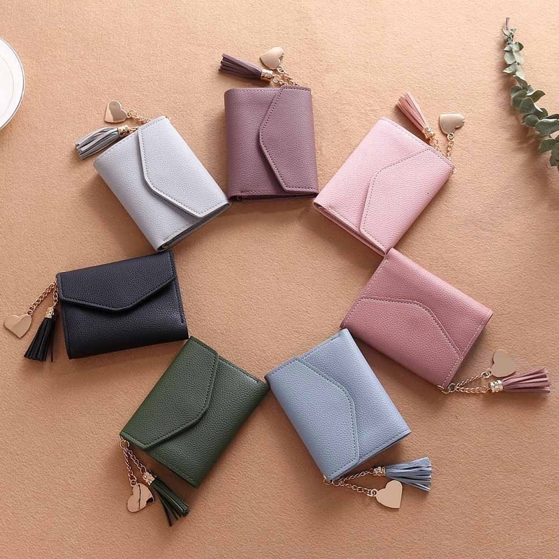 Women's Wallet Cute Student Tassel Pendant Short Wallet Trend Small ...