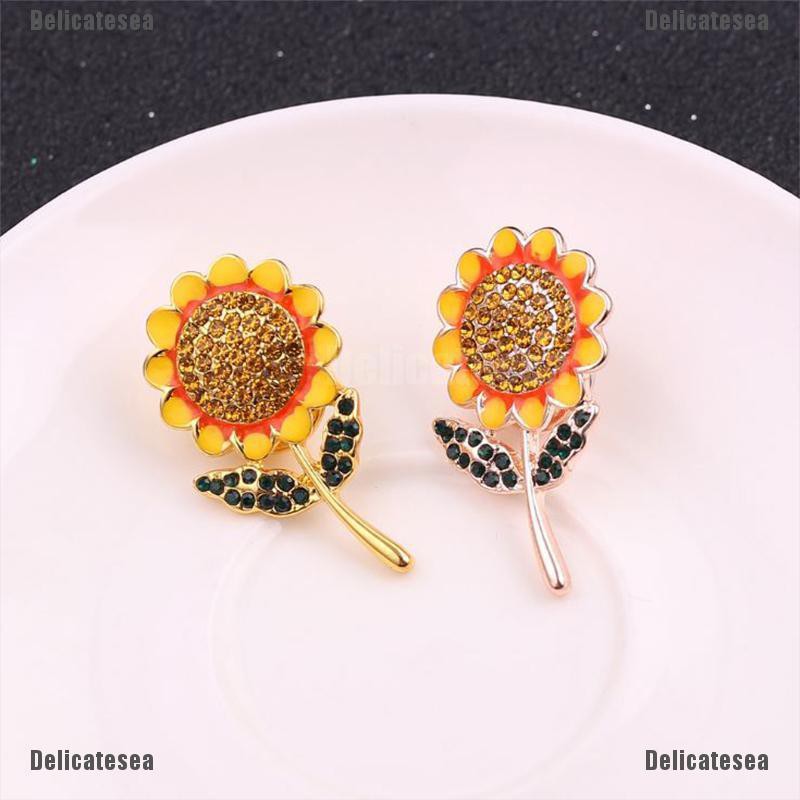 Delicatesea Fashion Crystal Sunflower Brooch Pin Collar Badge Corsage ...