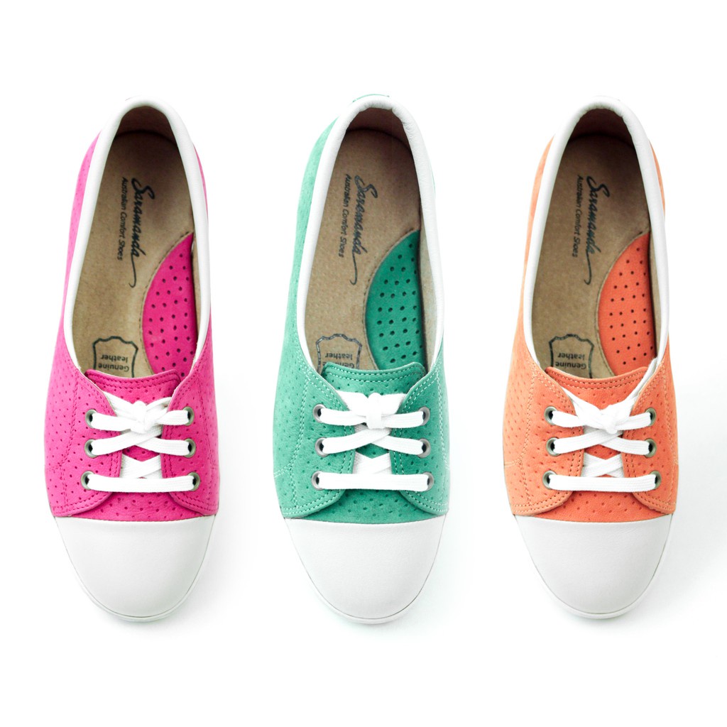 Saramanda รุ่น 152015 Tyler รองเท้าแฟลตผ้าใบผู้หญิง หนังวัวแท้ 3 สี ...