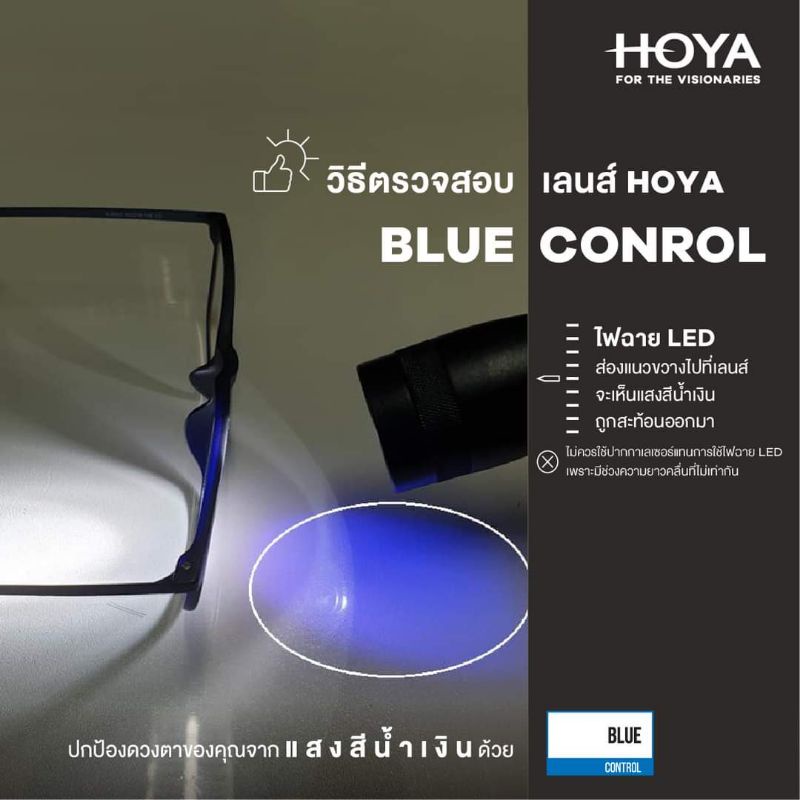 เลนส์ HOYA บลู blue control เลนส์บลูลดทอนคลื่นสีน้ำเงินสีฟ้า(รับตัดแว่น ...