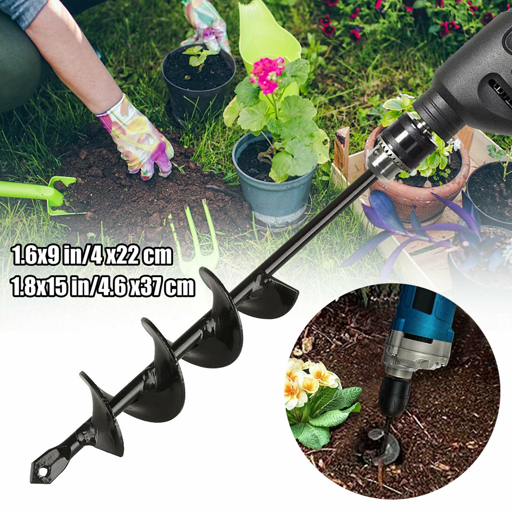 915 Planting Auger Spiral Hole Drill Bit Garden Yard Earth Bulb Planter ...