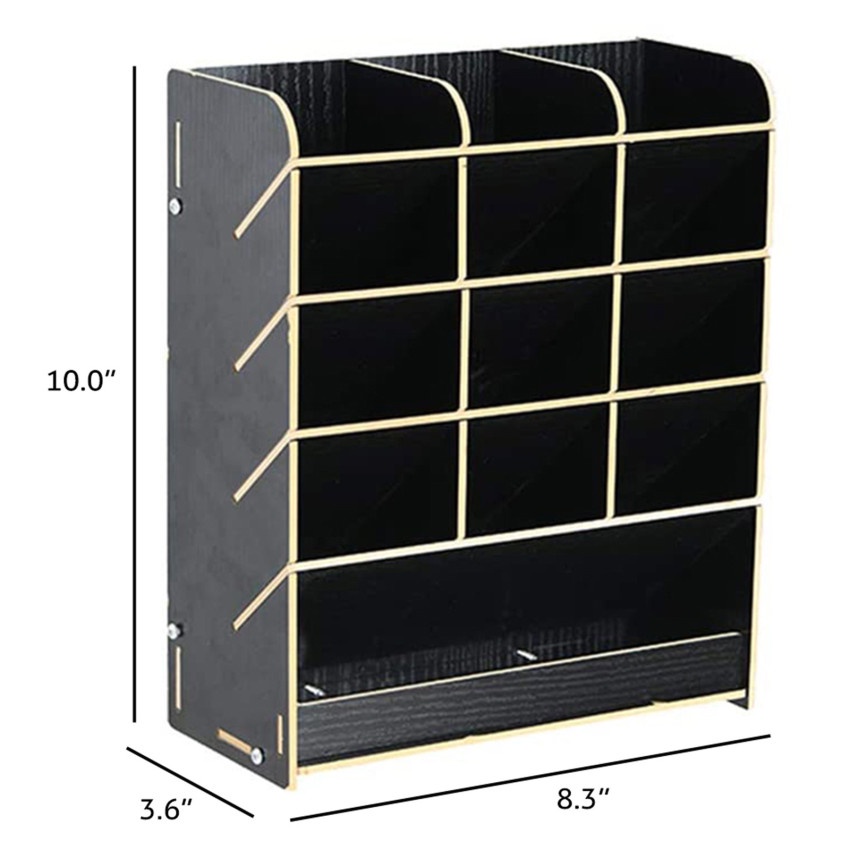 ஐ Wooden Pen Holder Storage Box, Large Capacity Multi-Divided Pen ...