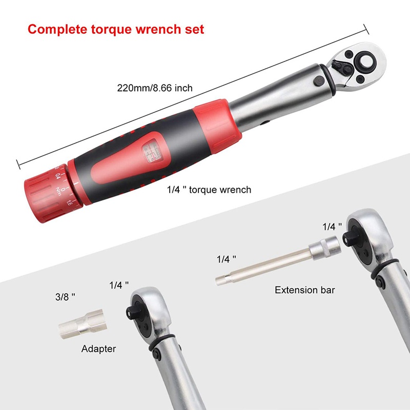 [new]WISRETEC Torque Wrench 1/4Inch Socket Set 2-24Nm Torque Tool Kit ...