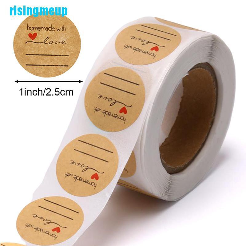 risingmeup 500 Labels Per Roll 1 Inch Homemade With Love Sticker With ...