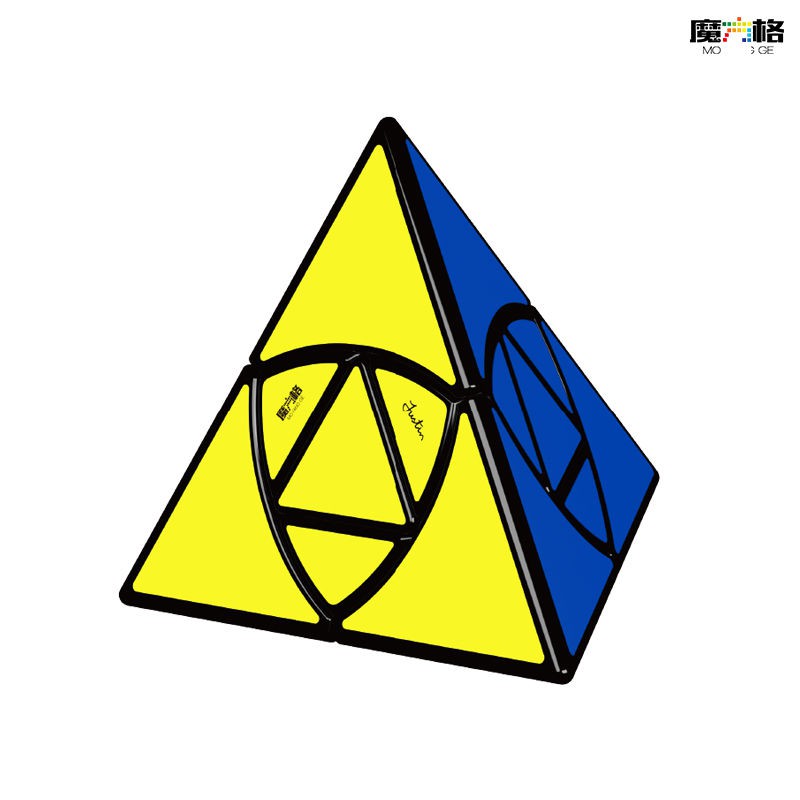 ก้อนปริศนาRubik s CubeQingyi Pyramid Cube Triangle Volcano Golden Brown ...