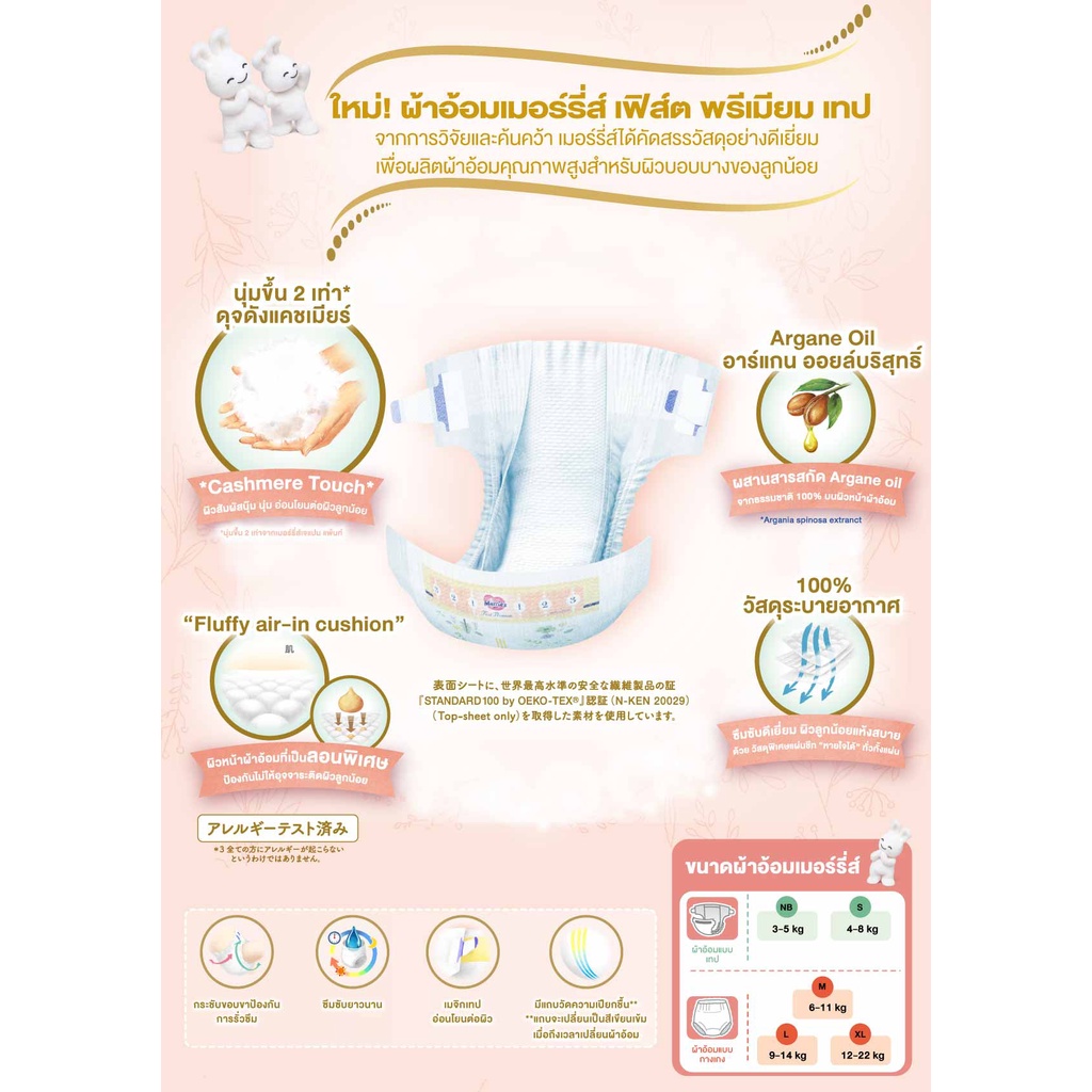 เมอร์รี่ส์เฟิสต์พรีเมียม ชนิดเทป หรือ กางเกง ไซส์ NB - XL Merries First ...