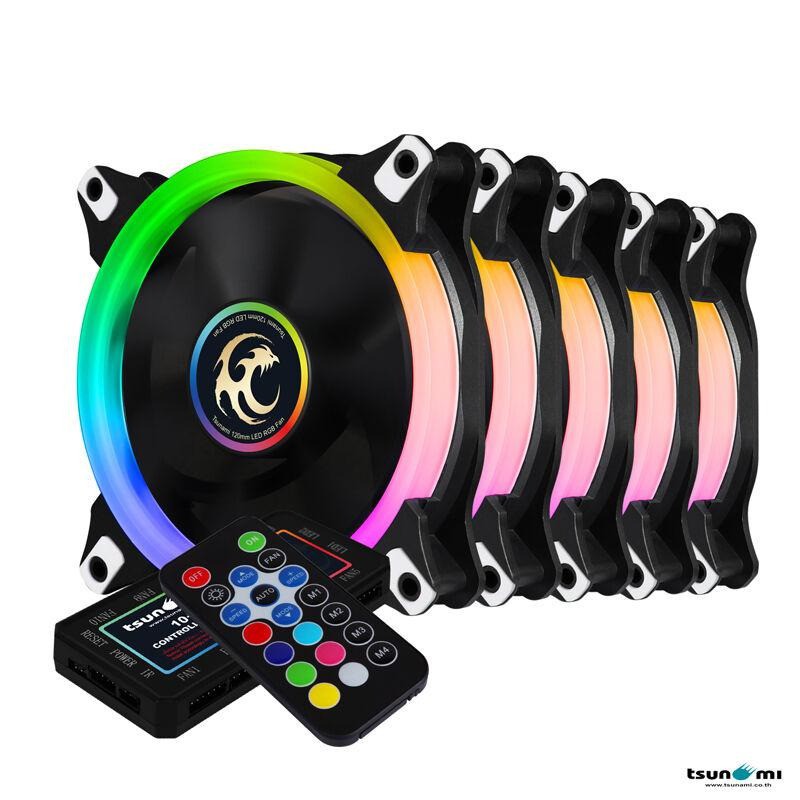 Tsunami Circle Series Mono-Ring RGB-120 RGB Fan Remote Control X 7 Cooling fan ของใหม่ มือ1 ...
