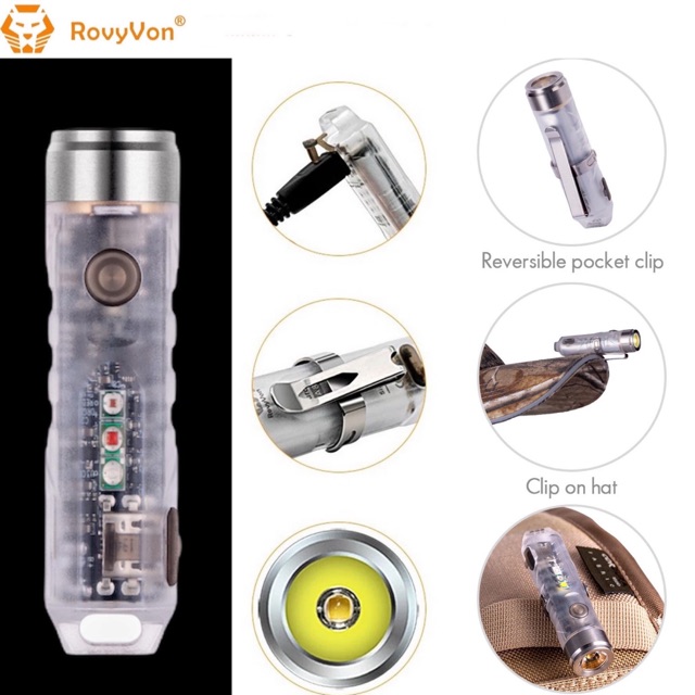 RovyVon Aurora A8x Multifunction EDC Keychain Flashlight UV+Red+White ...