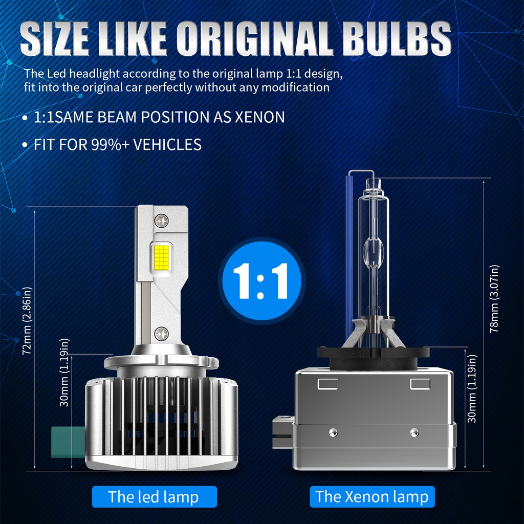 AILEO New 2 PCS D3S Led Lights For Car D3R 6500k Xenon White CSP Auto Bulbs 100W 40000LM Super ...