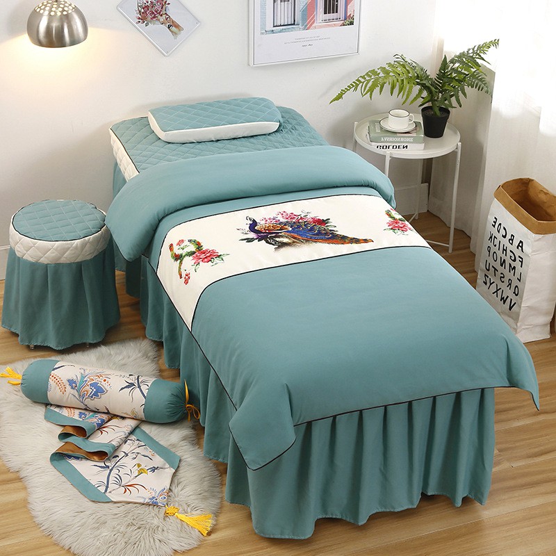 . Solid color European net red beauty bed cover four sets of color ...