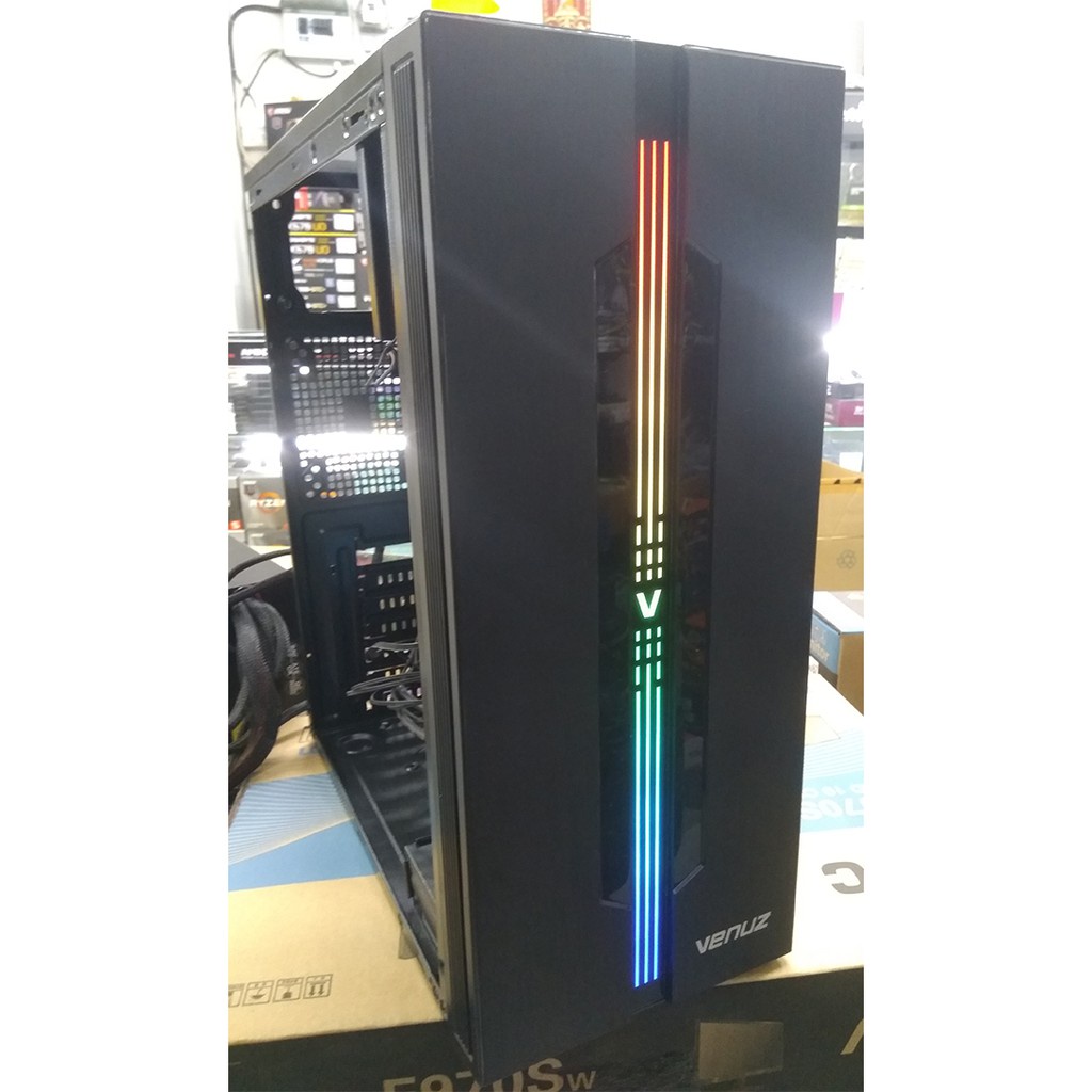 VENUZ ATX Computer Case VC1620 with RGB LED Lighting & Rainbow RGB Fan ...
