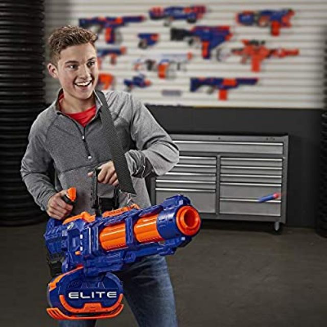 NERF Elite Titan CS-50 Toy Blaster Gun Fully Motorized, 50-Dart Drum ...