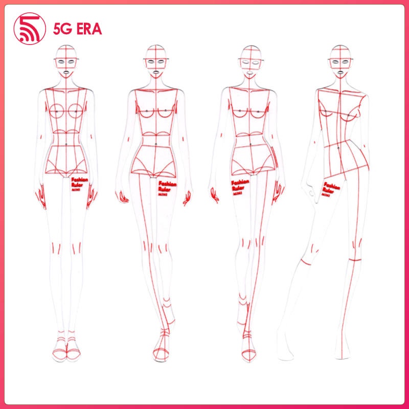 4Pcs Fashion Drawing Template Ruler Set Woman Sewing Humanoid Patterns ...