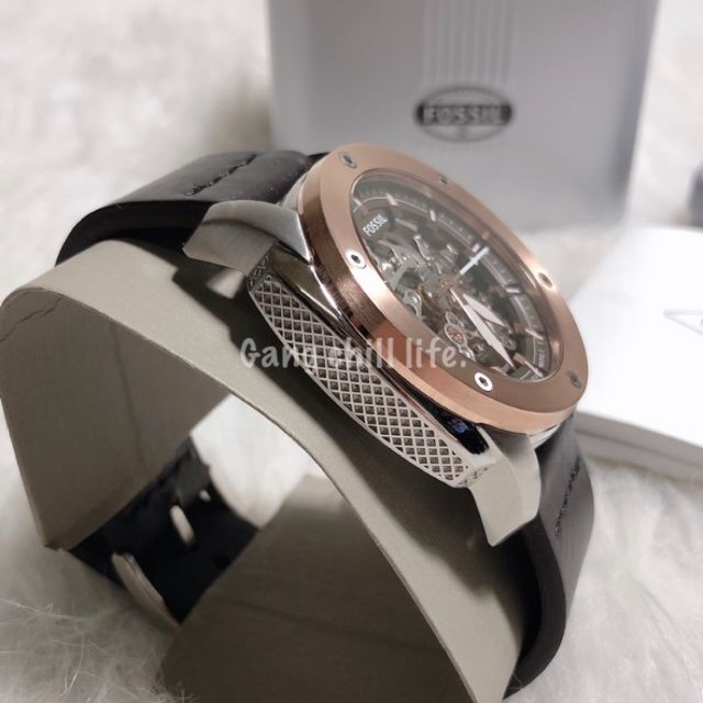 ORIGINAL Fossil ME3082 Modern Machine Automatic Black Leather Mens ...