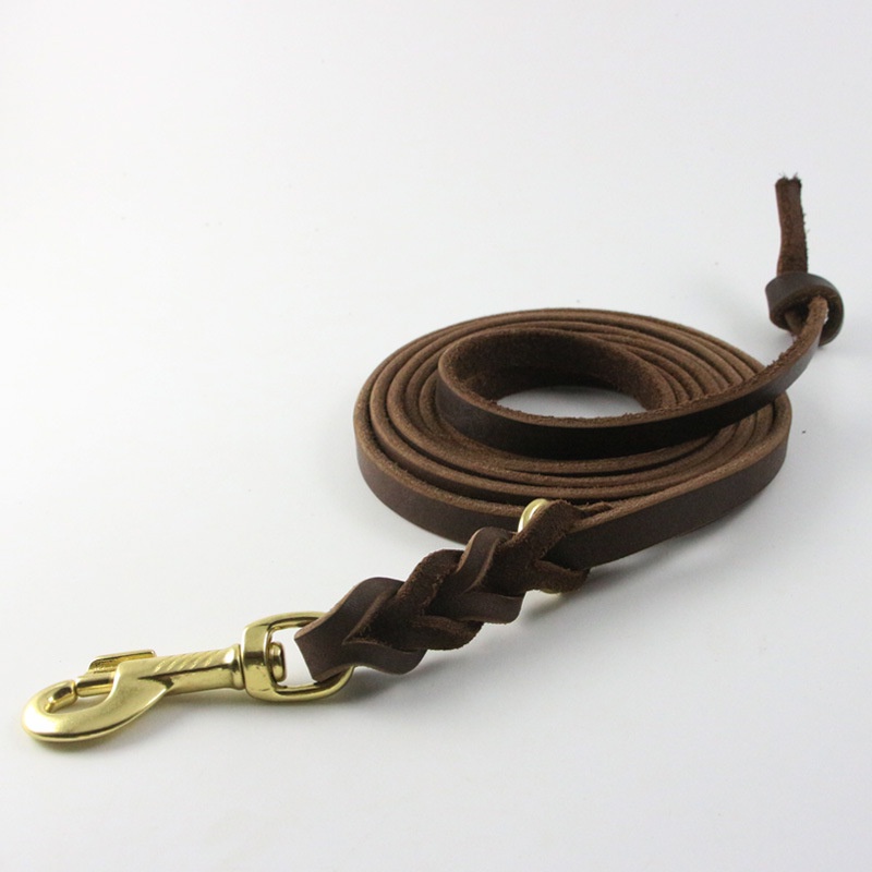 3m long Large Dog Leash Walking Training Lead Braided Real Leather pet ...